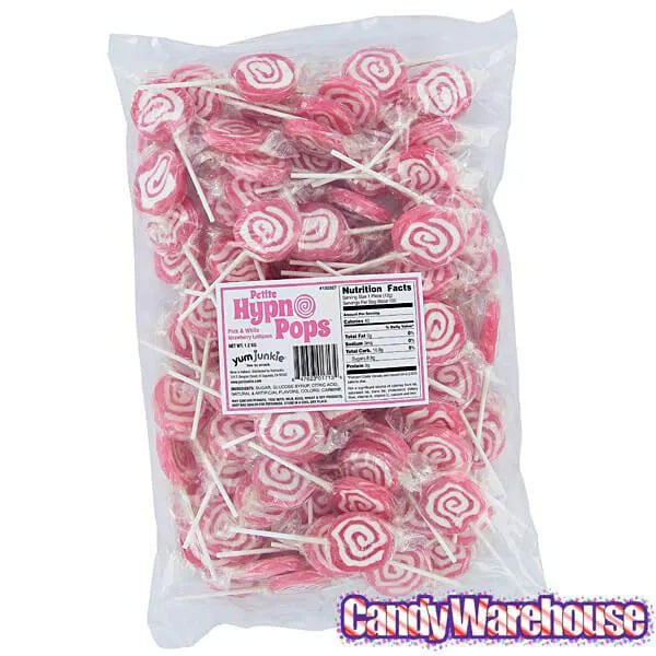 Hypno Pops Petite Swirled Lollipops - Strawberry: 100-Piece Bag | Candy ...