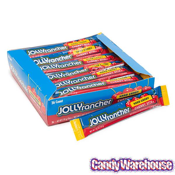 Jolly Rancher Candy Stix - Cherry: 36-Piece Box | Candy Warehouse