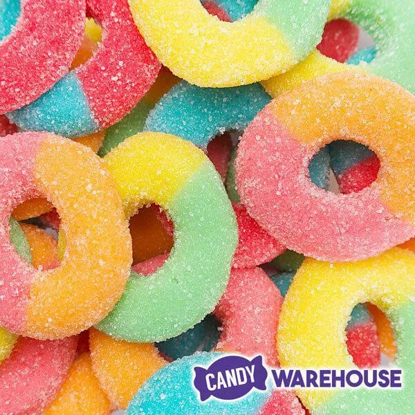 Jovy Neon Gummy Rings Candy: 5LB Bag | Candy Warehouse