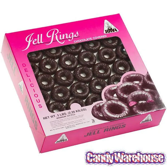 Joyva Chocolate Covered Raspberry Jell Rings: 5LB Box | Candy Warehouse