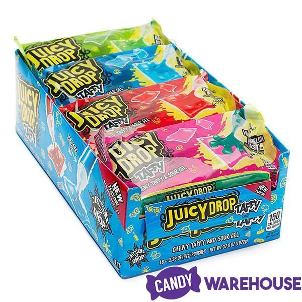 Juicy Drop Taffy Candy Packs: 16-Piece Box | Candy Warehouse