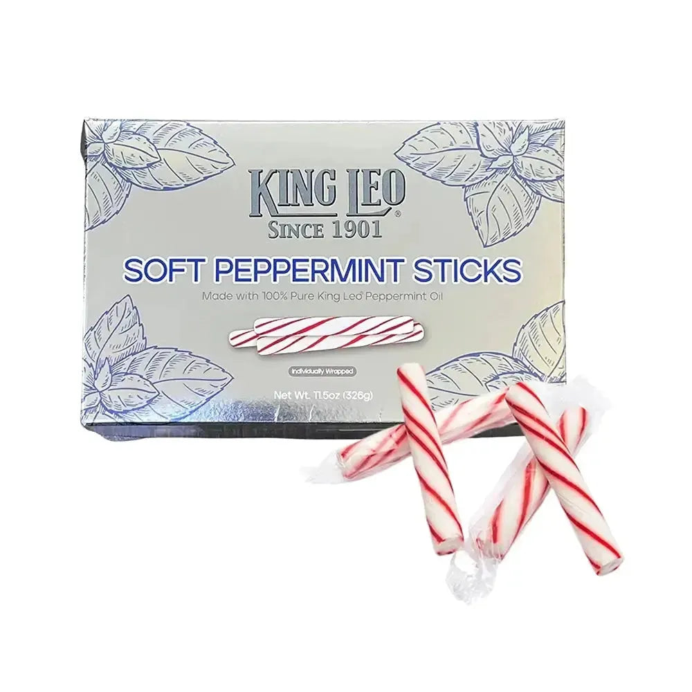 King Leo Soft Peppermint Sticks: 33-Piece Box – Candy Warehouse