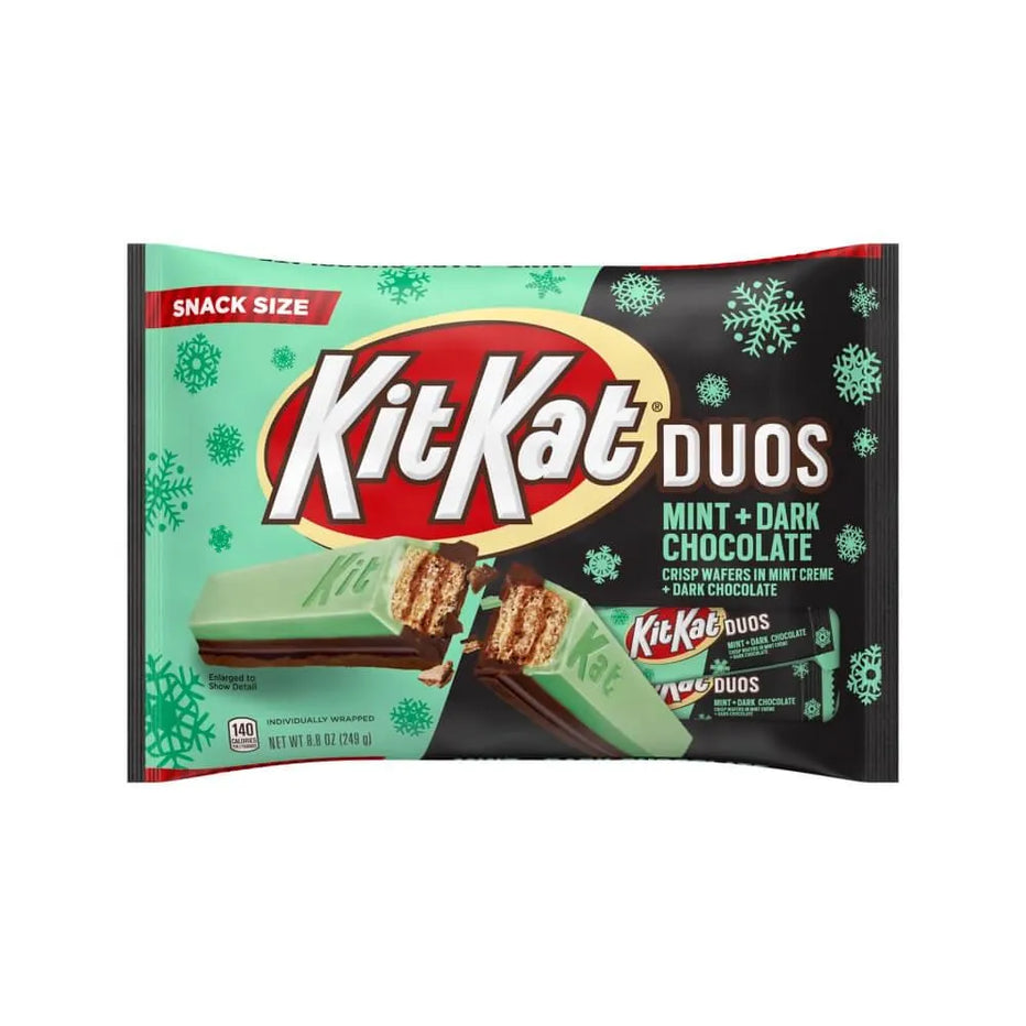 Kit Kat Duos Holiday Mint and Dark Chocolate Snack Size Candy Bars: 8 ...