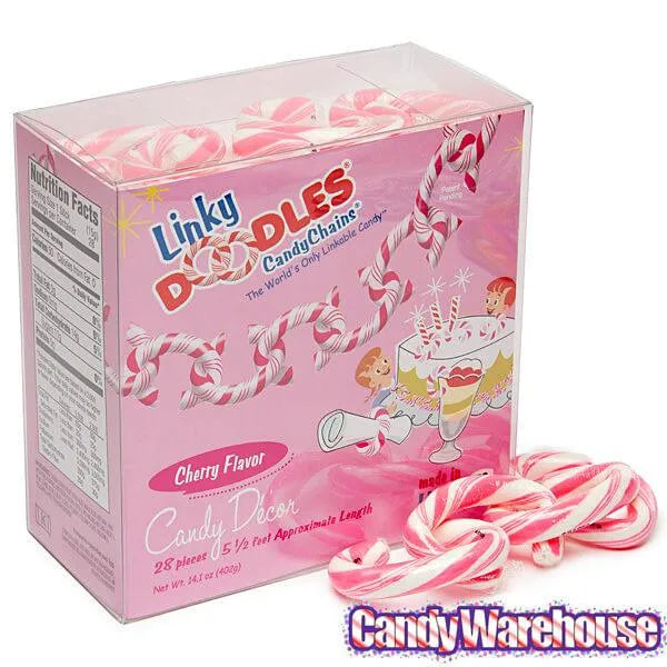 Linky Doodles Candy Chains - Pink: 28-Piece Box | Candy Warehouse
