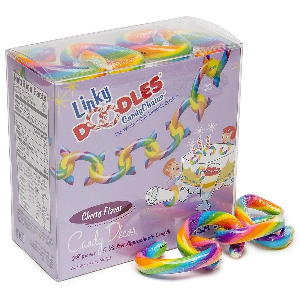 Linky Doodles Candy Chains - Rainbow: 28-Piece Box | Candy Warehouse