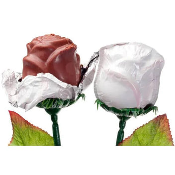 Madelaine Foiled Milk Chocolate Long Stem Roses - White: 12-Piece Bunc ...