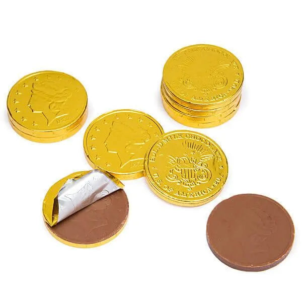 Madelaine Gold Foiled Milk Chocolate Coins - Large: 10LB Case – Candy ...