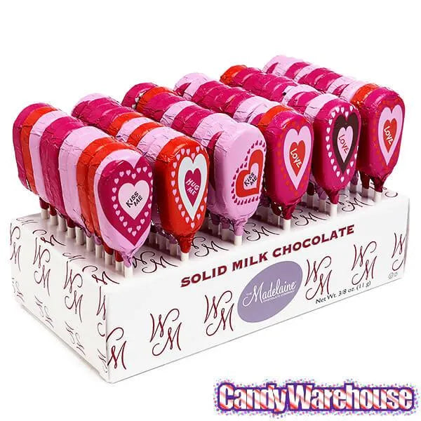Madelaine Valentine Foiled Milk Chocolate Lollipops: 36-Piece Display ...
