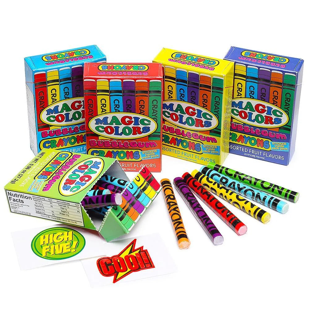 Magic Colors Bubble Gum Crayons Packs: 24-Piece Box – Candy Warehouse