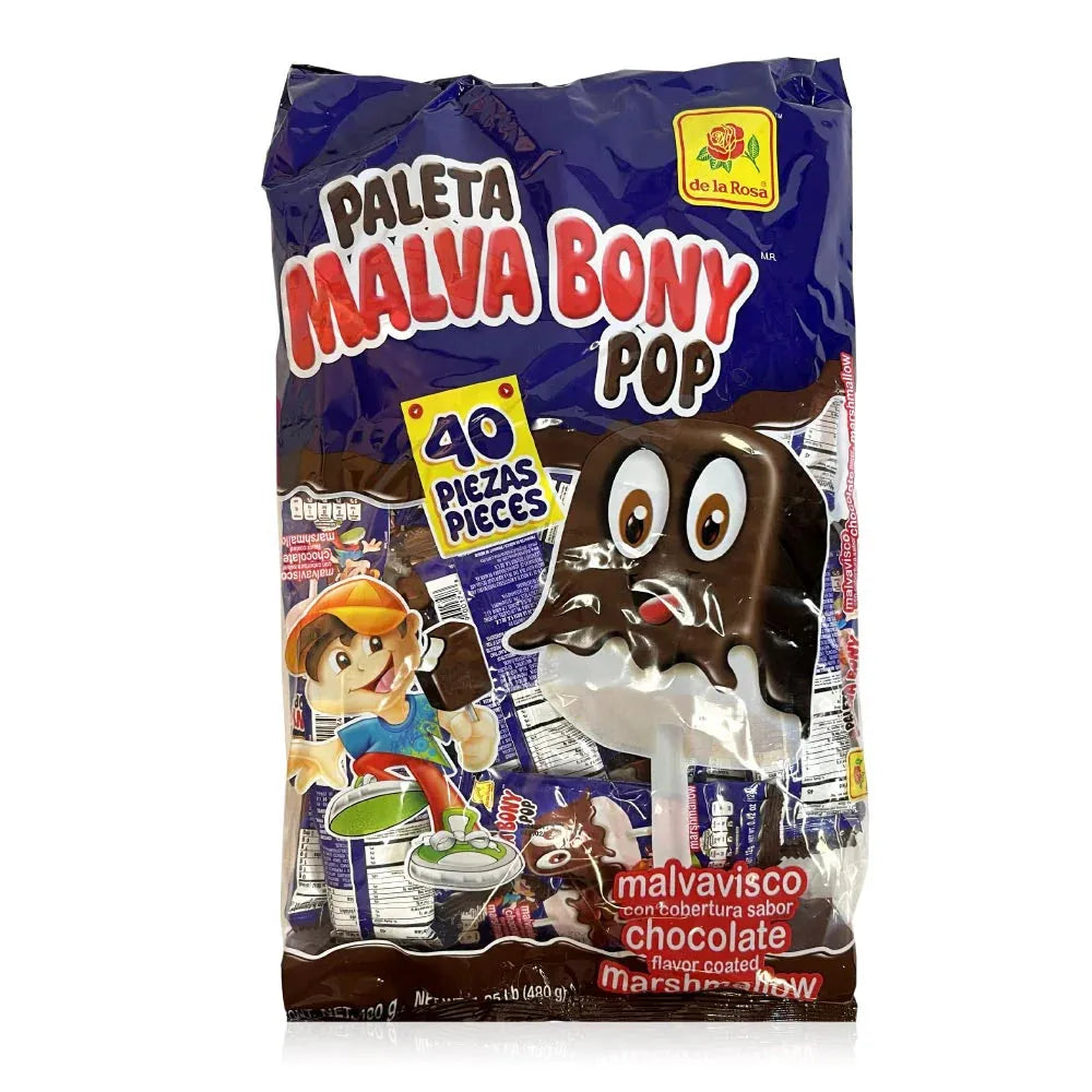 De La Rosa Malva Bony Chocolate Marshmallow Pop: 40-Piece Bag – Candy ...