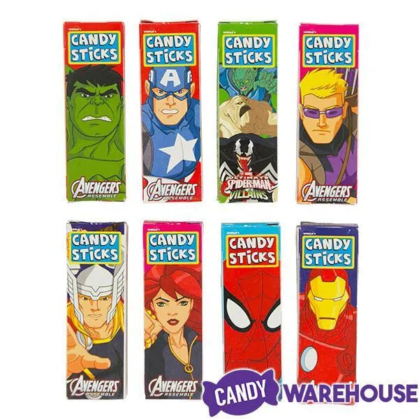 Marvel Cartoon Character Candy Sticks 2-Packs: 100-Piece Bag | Candy ...