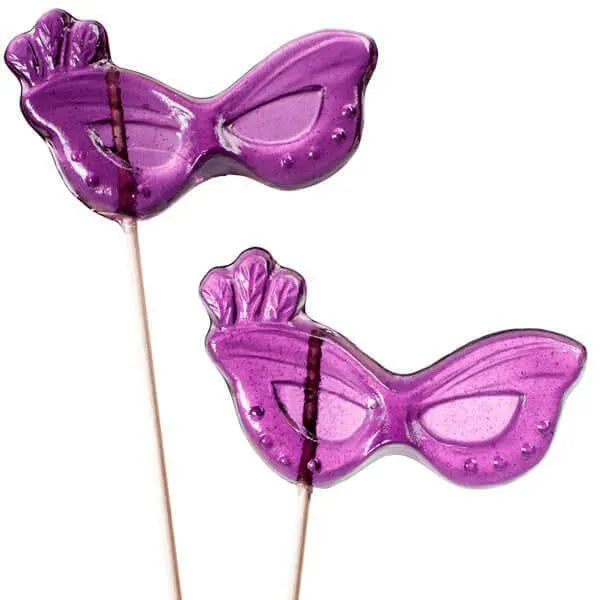 Masquerade Mask Hard Candy Lollipops: 12-Piece Bag | Candy Warehouse
