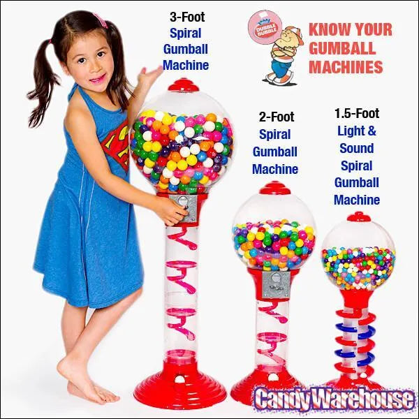 Metal 3-Foot Spiral Gumball Machine with Gumballs – Candy Warehouse