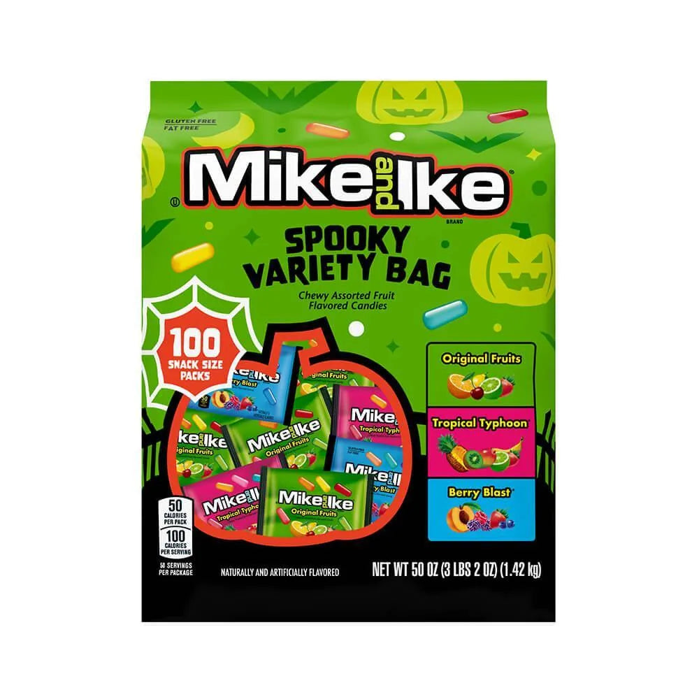 Mike and Ike Candy Halloween Assortment Snack Size Packs: 100-Piece Ba ...