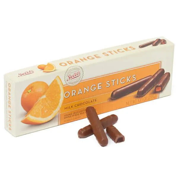 Milk Chocolate Covered Orange Jelly Candy Sticks Packs: 12-Piece Box ...