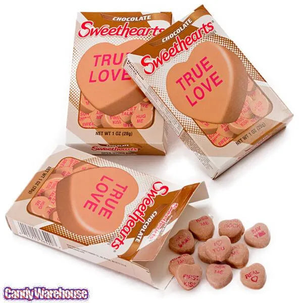 Necco Sweethearts Tiny Conversation Candy Hearts Packs - Chocolate ...