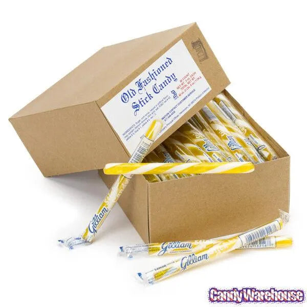 Old Fashioned Hard Candy Sticks - Lemon: 80-Piece Box | Candy Warehouse