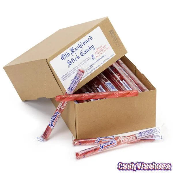 Old Fashioned Hard Candy Sticks - Raspberry: 80-Piece Box | Candy Warehouse