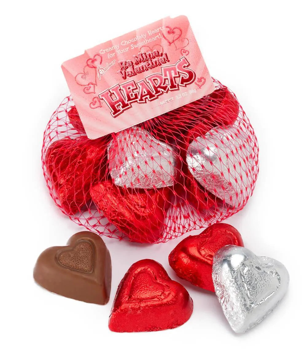 Palmer Valentine Chocolate Hearts in Mesh Bags: 18-Piece Box | Candy ...