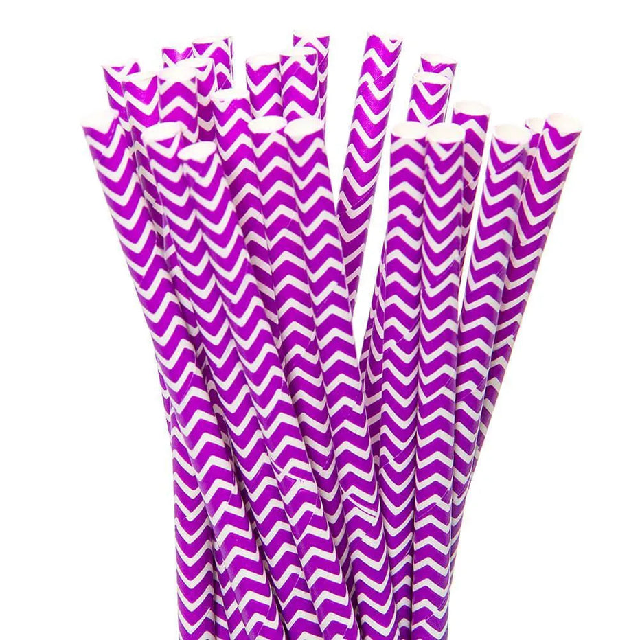 Paper 7.75-Inch Drinking Straws - Lavender Chevron Stripes: 25-Piece P ...