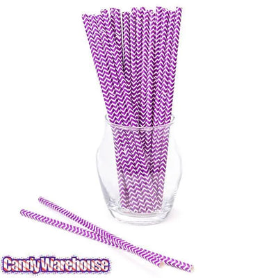 Paper 7.75-Inch Drinking Straws - Lavender Chevron Stripes: 25-Piece P ...