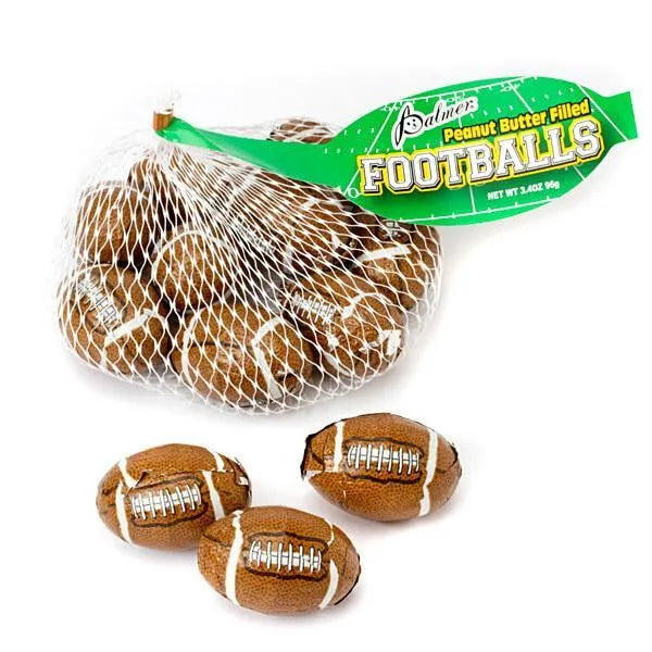 Peanut Butter Filled Chocolate Footballs in Mesh Bags: 18-Piece Box ...