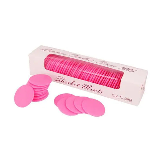 Pink Sherbet Thin Wafer Mints: 60-Piece Box | Candy Warehouse
