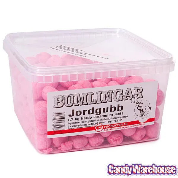 Pink Strawberry Rocks Candy: 3.74LB Tub | Candy Warehouse