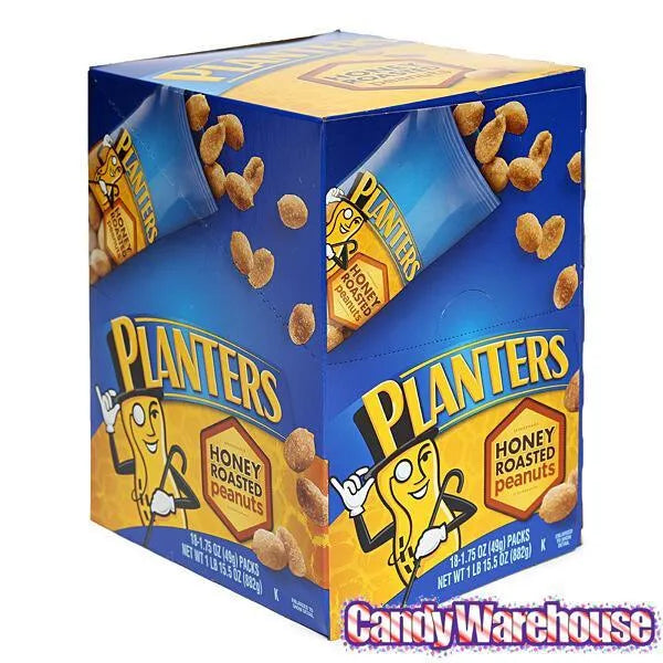 Planters Honey Roasted Peanuts 1.75-Ounce Bags: 18-Piece Box | Candy ...