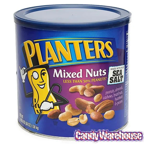 Planters Salted Mixed Nuts: 56-Ounce Can | Candy Warehouse