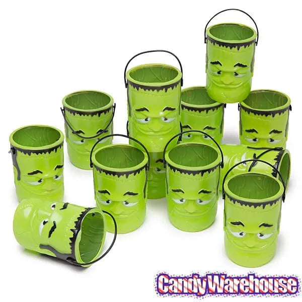 Plastic Mini Green Monster Pails with Handles: 12-Piece Set – Candy ...