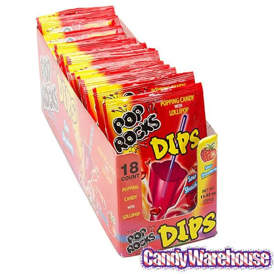 Pop Rocks Dips Candy Packs - Sour Strawberry: 18-Piece Box | Candy ...
