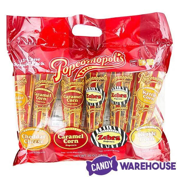 Popcornopolis Mini Cones Assorted Popcorn Packs: 12-Piece Bag | Candy ...