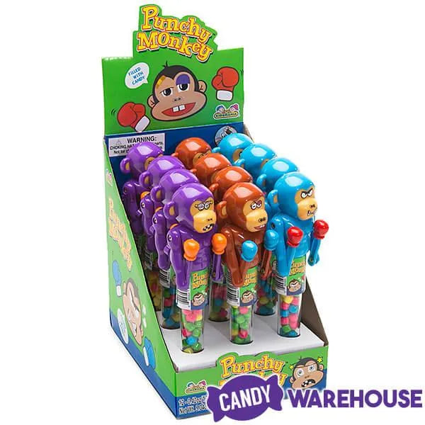 Punchy Monkey Boxing Toys with Candy: 12-Piece Box | Candy Warehouse