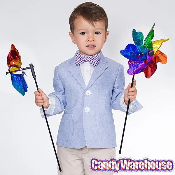 Rainbow Sparkle Pinwheel Spinners - 8 Inch: 8-Piece Box | Candy Warehouse