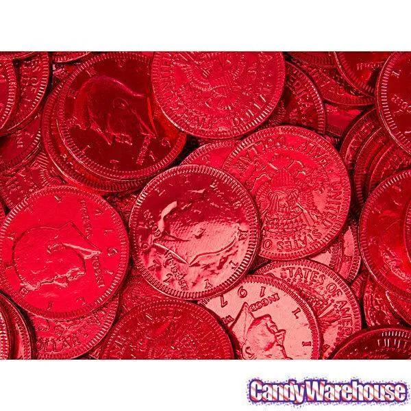 Red Foiled Milk Chocolate Coins: 1LB Bag – Candy Warehouse