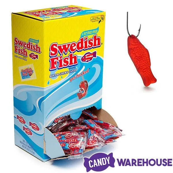 Red Swedish Fish Candy - Wrapped: 240-Piece Box | Candy Warehouse