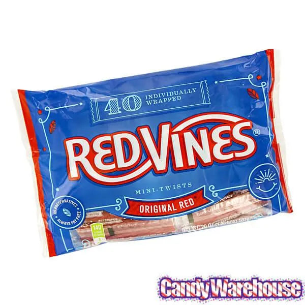 Red Vines Mini Licorice Twists Candy Packs: 40-Piece Bag | Candy Warehouse
