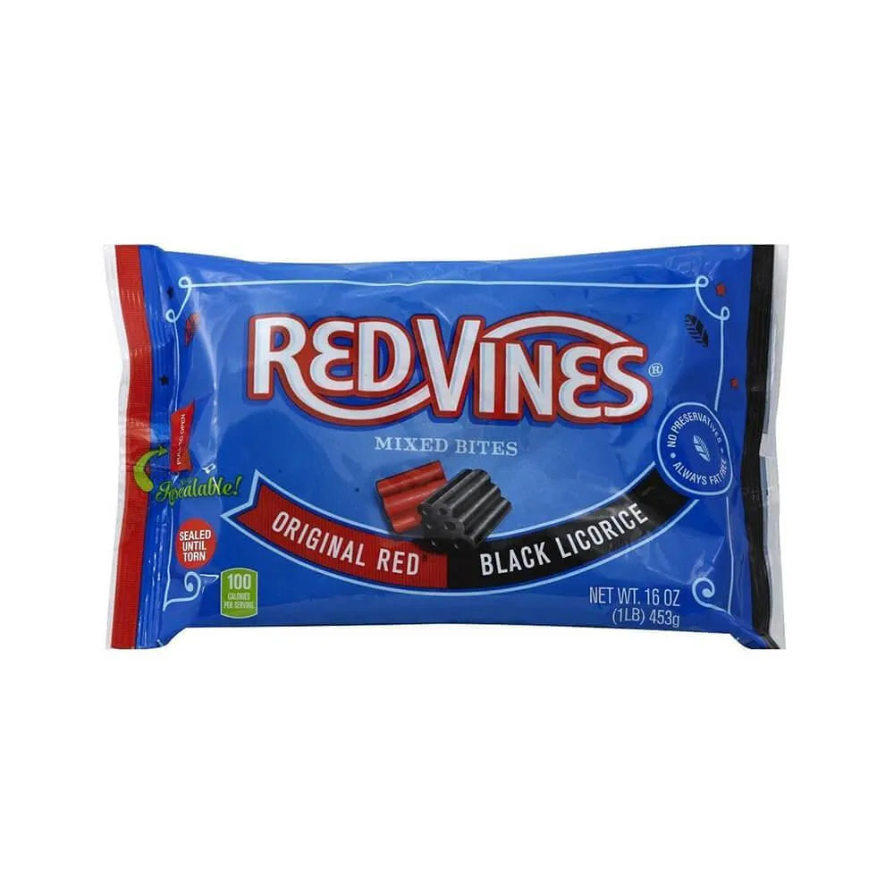 Red Vines Original Red & Black Licorice Mixed Bites: 1LB Bag – Candy ...