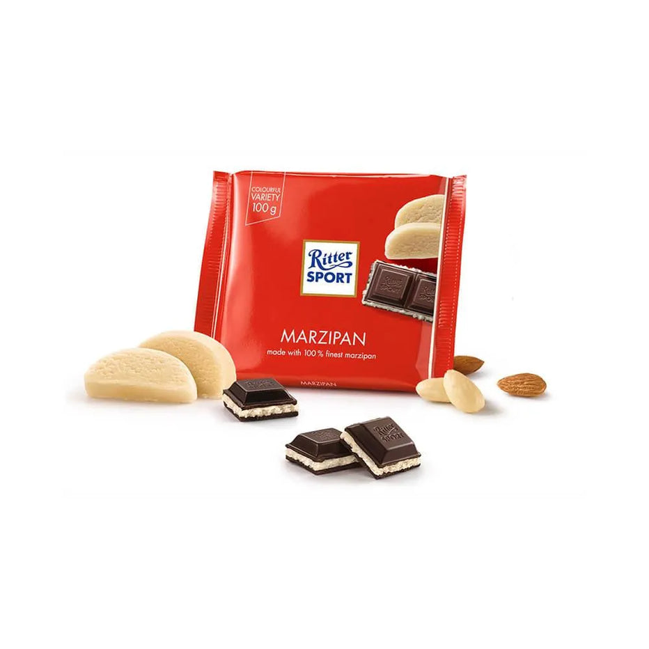 Ritter Sport Dark Chocolate Bars with Marzipan and Almonds 12-Piece Box ...