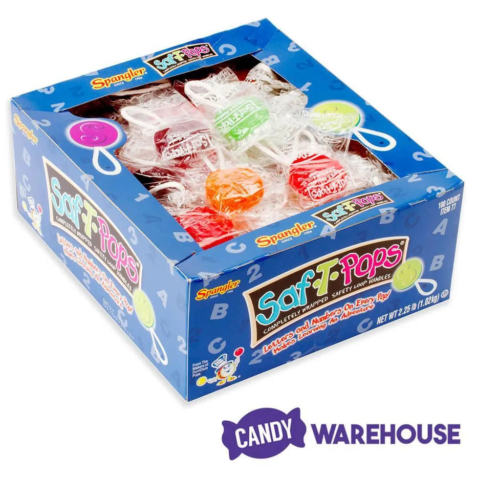 Saf-T-Pops Lollipops: 100-Piece Box – Candy Warehouse