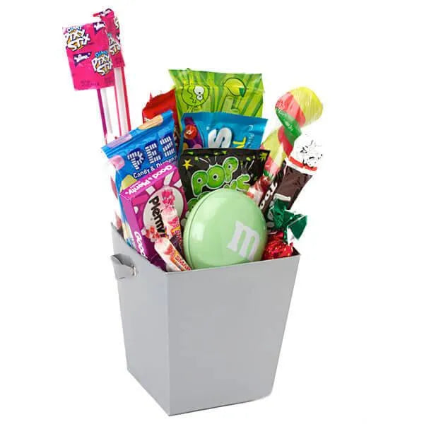 Silver Cardboard Buckets with Ribbon Handles: 6-Piece Set – Candy Warehouse