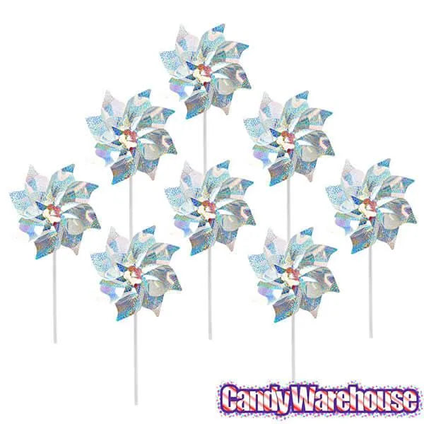 Silver Sparkle Pinwheel Spinners - 8 Inch: 8-Piece Box | Candy Warehouse