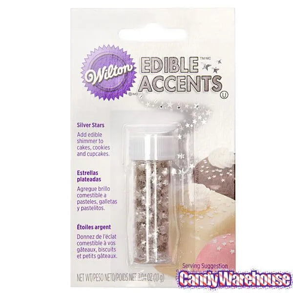 Silver Stars Edible Accents: 0.04-Ounce Bottle | Candy Warehouse