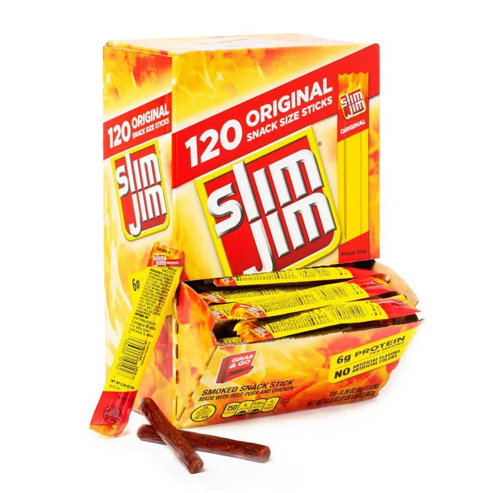 Slim Jim Original Snack Sticks: 120-Piece Box – Candy Warehouse
