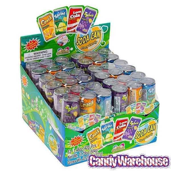 Soda Pop Fizzy Candy Cans Six-Packs: 12-Piece Box | Candy Warehouse
