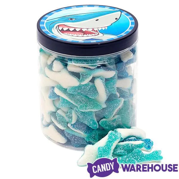 Sour Gummy Sharks Candy: 100-Piece Jar | Candy Warehouse