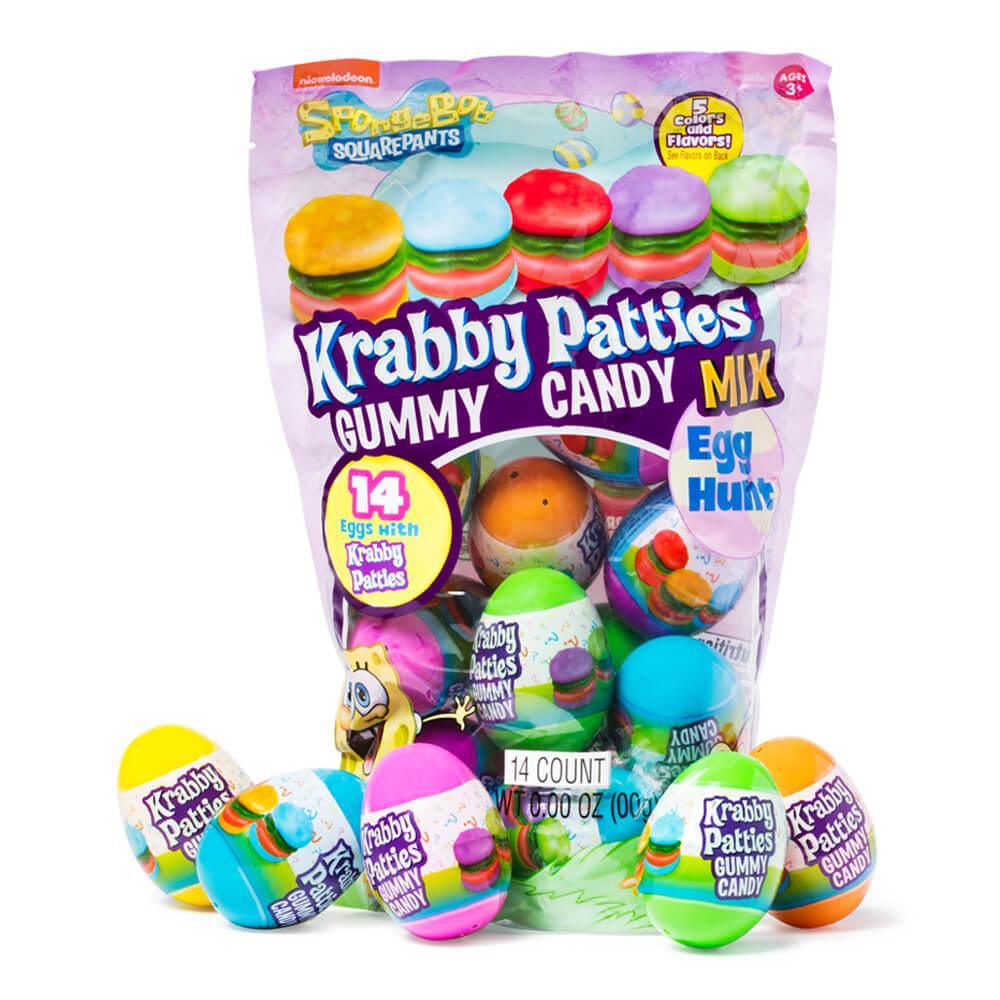 SpongeBob Krabby Patties Gummy Candy Mix Egg Hunt - 14 Piece Bag | Candy Warehouse