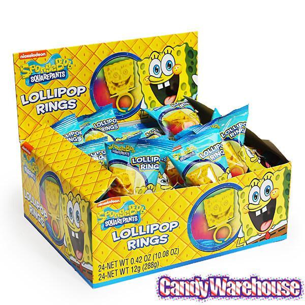 SpongeBob SquarePants Lollipop Candy Rings: 24-Piece Display | Candy ...