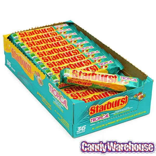 Starburst Fruit Chews Candy Packs - Tropical: 36-Piece Box | Candy ...